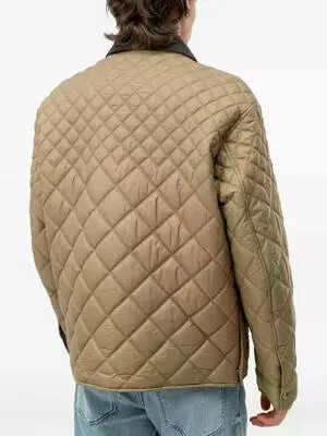 BOSS Khaki Brown Quilted Jacket With Logo Patch