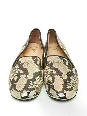 GIUSEPPE ZANOTTI Python-embossed Leather Slippers