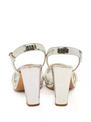 Dior Leather Block Heel Ankle Strap Sandals
