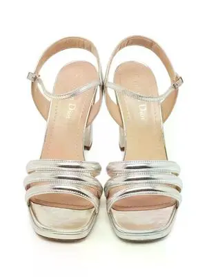 Dior Leather Block Heel Ankle Strap Sandals
