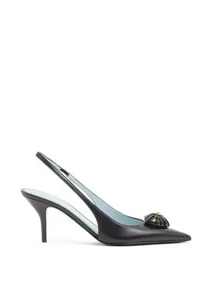 Valentino Garavani Coeur Royal Slingback Pumps In Kidskin 75mm - Black