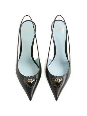Valentino Garavani Coeur Royal Slingback Pumps In Kidskin 75mm - Black