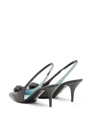 Valentino Garavani Coeur Royal Slingback Pumps In Kidskin 75mm - Black