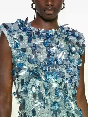 Rachel Gilbert Hugo Floral-embellished Maxi Dress - Blue