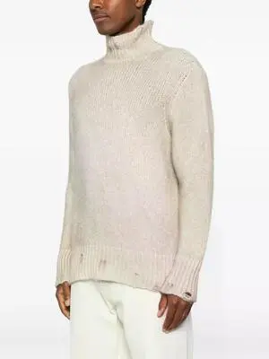 Avant Toi Distressed Roll-neck Sweater