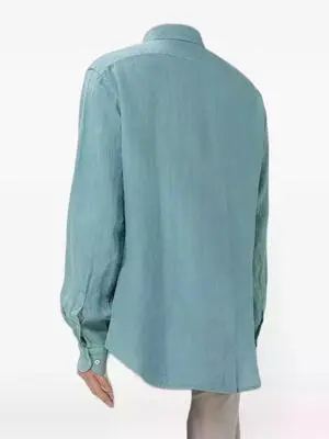BROOKSFIELD Long-sleeve Linen Shirt - Blue