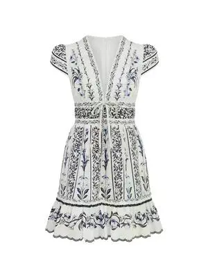 Farm Rio Floral Print Ruffled Mini Dress