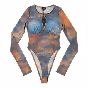 CHUKS COLLINS Mesh Bodysuit And Chiffon Pant Set - Blue