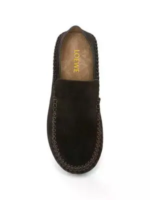 Loewe Suede Loafers With Whipstitch Trim