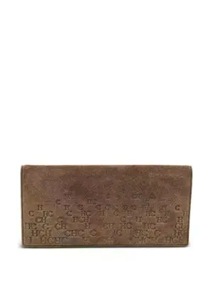 Carolina Herrera Monogram Suede Wallet - Brown