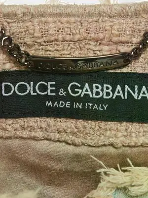 Dolce & Gabbana Beige Tweed Jacket With Denim Trim