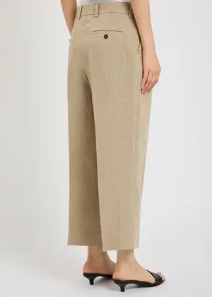 TOTEME Pleated Tapered-leg Linen Trousers