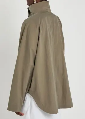 TOTEME Funnel-neck Cotton-blend Poplin Jacket - Grey