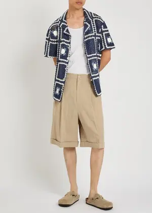 CHE Tejer Patchwork Crot Open-knit Shirt