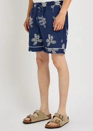 CHE Flores Floral-embroidered Cotton Shorts