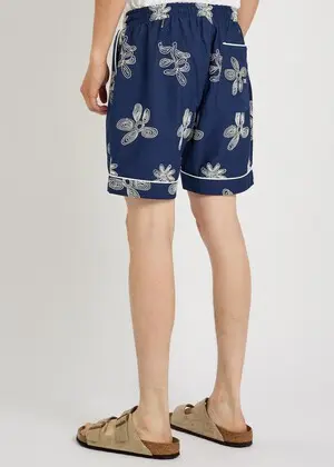 CHE Flores Floral-embroidered Cotton Shorts