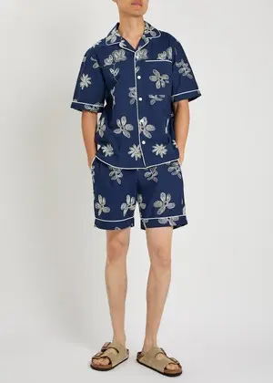 CHE Flores Floral-embroidered Cotton Shorts