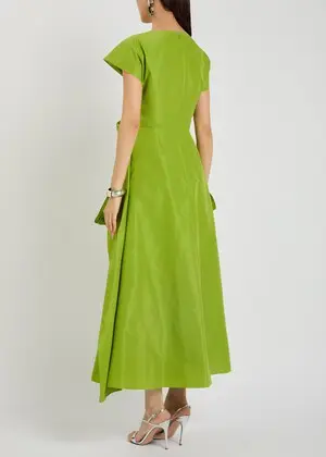 ROKSANDA Nila Twisted Taffeta Midi Dress - Lime