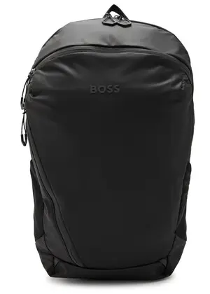 BOSS Stenson Logo Coated Faux Leather Backpack - Black