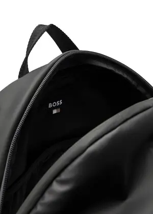 BOSS Stenson Logo Coated Faux Leather Backpack