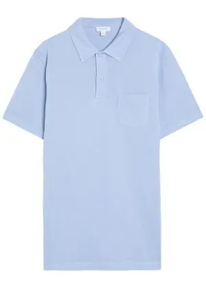 Sunspel Cotton-mesh Polo Shirt - Blue