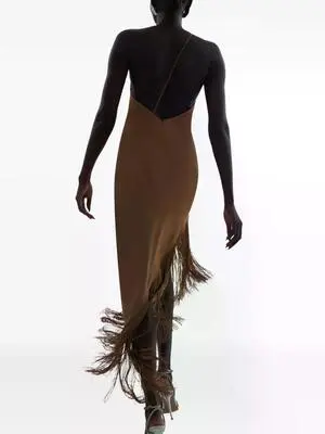 TALLER MARMO Asymmetric Fringed Dress