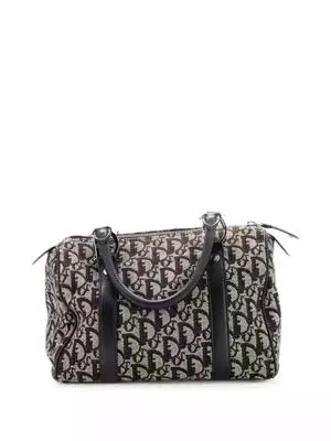 Dior Vintage Trotter Boston Bag Diorissimo Canvas Small Satchel - Black