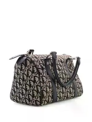 Dior Vintage Trotter Boston Bag Diorissimo Canvas Small Satchel - Black
