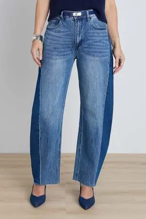 THE NOLI SHOP Selena Barrel Jean - Medium Blue