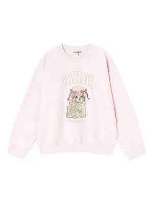 GANNI Graphic Print Organic Cotton Sweatshirt - Multicolor