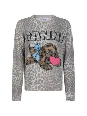 GANNI Dog Appliqué Knitwear - Multicolor