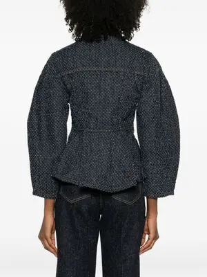 GANNI Peplum Hem Denim Cotton Jacket - Multicolor