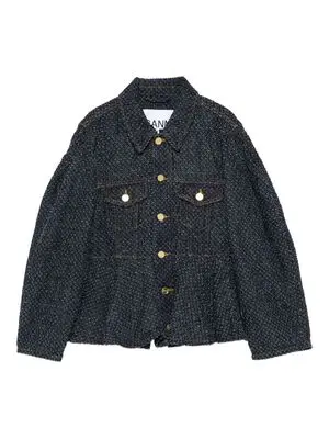 GANNI Peplum Hem Denim Cotton Jacket - Multicolor