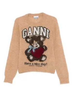 GANNI GANNI Crewneck Sweater With Graphic Detail Multicolor