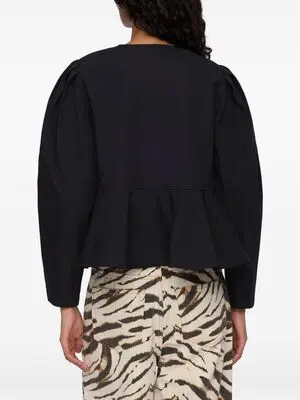 GANNI Organic Cotton Blouse With Bow Detailing And Puff Sleeves - Multicolor