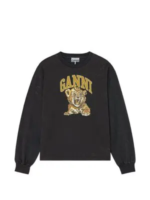 GANNI GANNI Tiger Print Crew Neck Sweatshirt Multicolor
