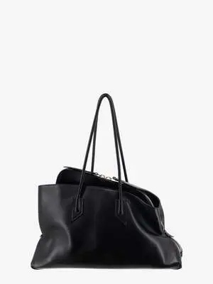 Attico La Passeggiata Medium Leather Shoulder Bag - Black