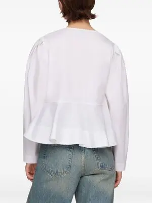 GANNI Organic Cotton Poplin Peplum Blouse - Multicolor