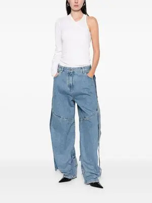 Attico Denim Cotton Jeans With Tie Detail - Multicolor