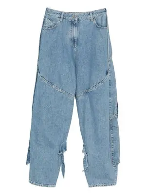 Attico Denim Cotton Jeans With Tie Detail - Multicolor