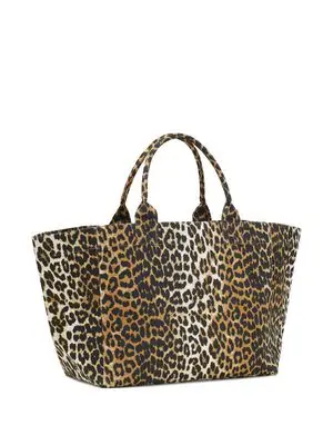 GANNI Xxl Cotton Leopard Print Tote Bag - Multicolor