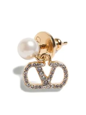Valentino Garavani Vlogo Signature Pearl And Crystal Drop Earrings - Multicolor