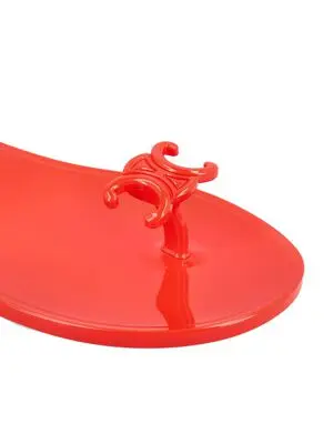 Celine Glossy Jelly Thong Sandals With Triomphe Motif