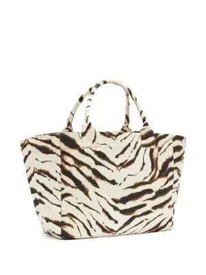 GANNI Xxl Canvas Tote Bag With Zebra Print - Multicolor