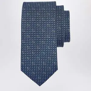 FERRAGAMO Gancini Print Silk Neck Tie - Multicolor