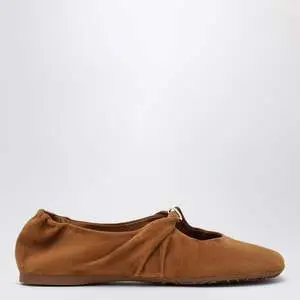 Loewe Pebble Soft Suede Goatskin Ballet Flats - Brown