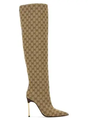 Gucci Gg Fabric Knee High Boots - Multicolor
