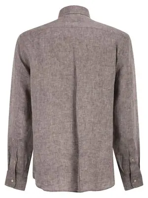 Brunello Cucinelli Easy Fit Linen Shirt With French Collar - Multicolor