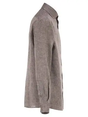 Brunello Cucinelli Easy Fit Linen Shirt With French Collar - Multicolor