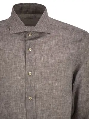 Brunello Cucinelli Easy Fit Linen Shirt With French Collar - Multicolor